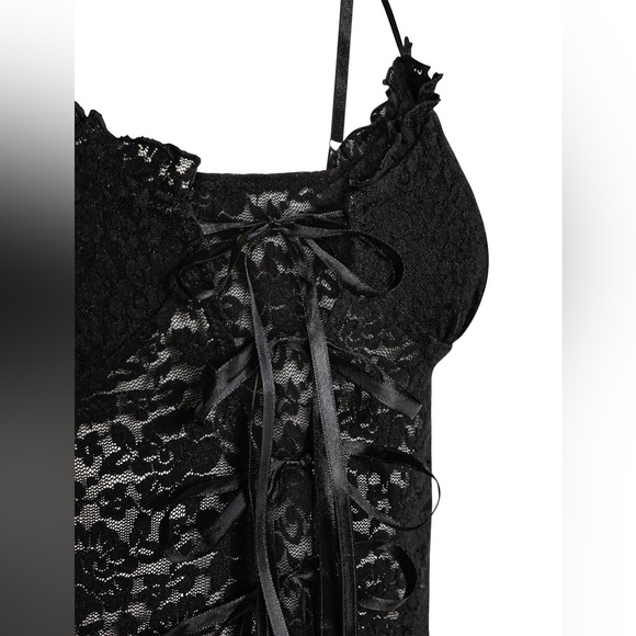 Tops | Tigermist Harmony Black Lace Up Ribbon Ballet Balletcore Cami ...